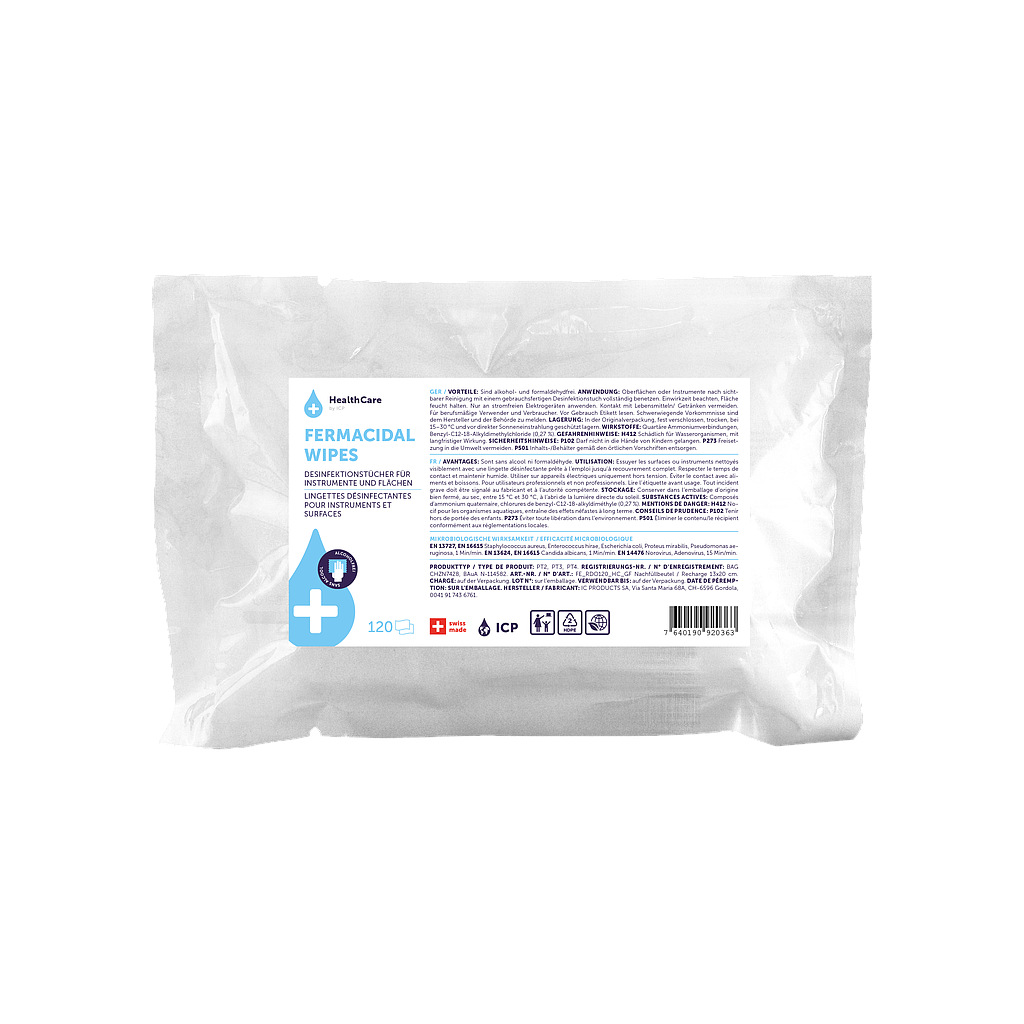 Fermacidal D2® Tücher von IC Products, Nachfüllbeutel à 120 Stück ...